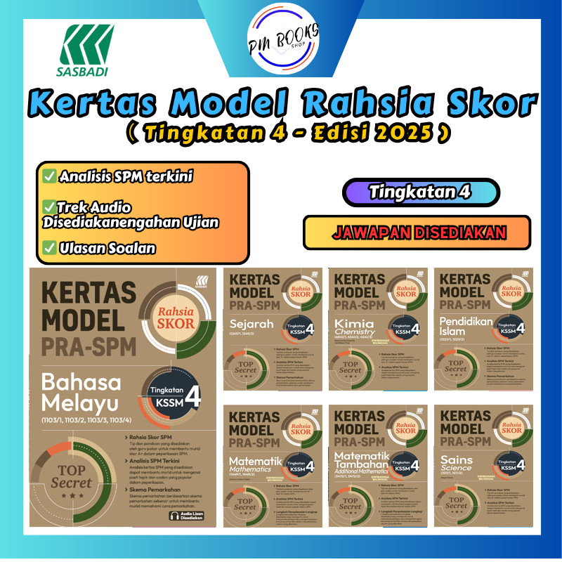 [PMBOOK] SASBADI Kertas Model Rahsia Skor Pra-SPM 2025 Buku Latihan Tingkatan 4 KSSM Exam Paper ...