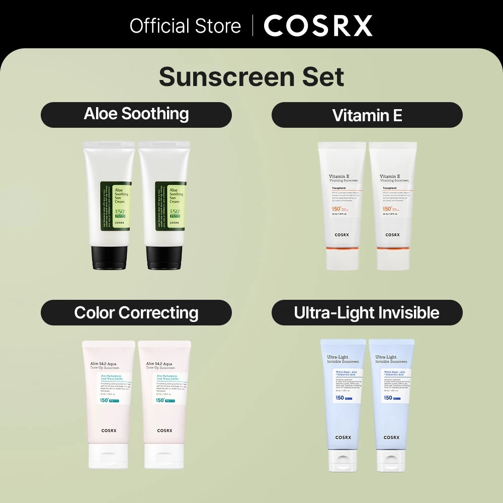 Cosrx Sunscreen Set [Aloe Soothing Sun Cream SPF 50 PA+++ 50m / Aloe 54.2 Aqua Tone-up Sunscreen ...