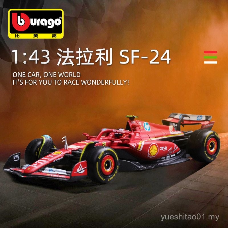 2024 1:43 Model Kereta Ferrari F1 SF-24 Metal Racing Mainan Simulasi ...
