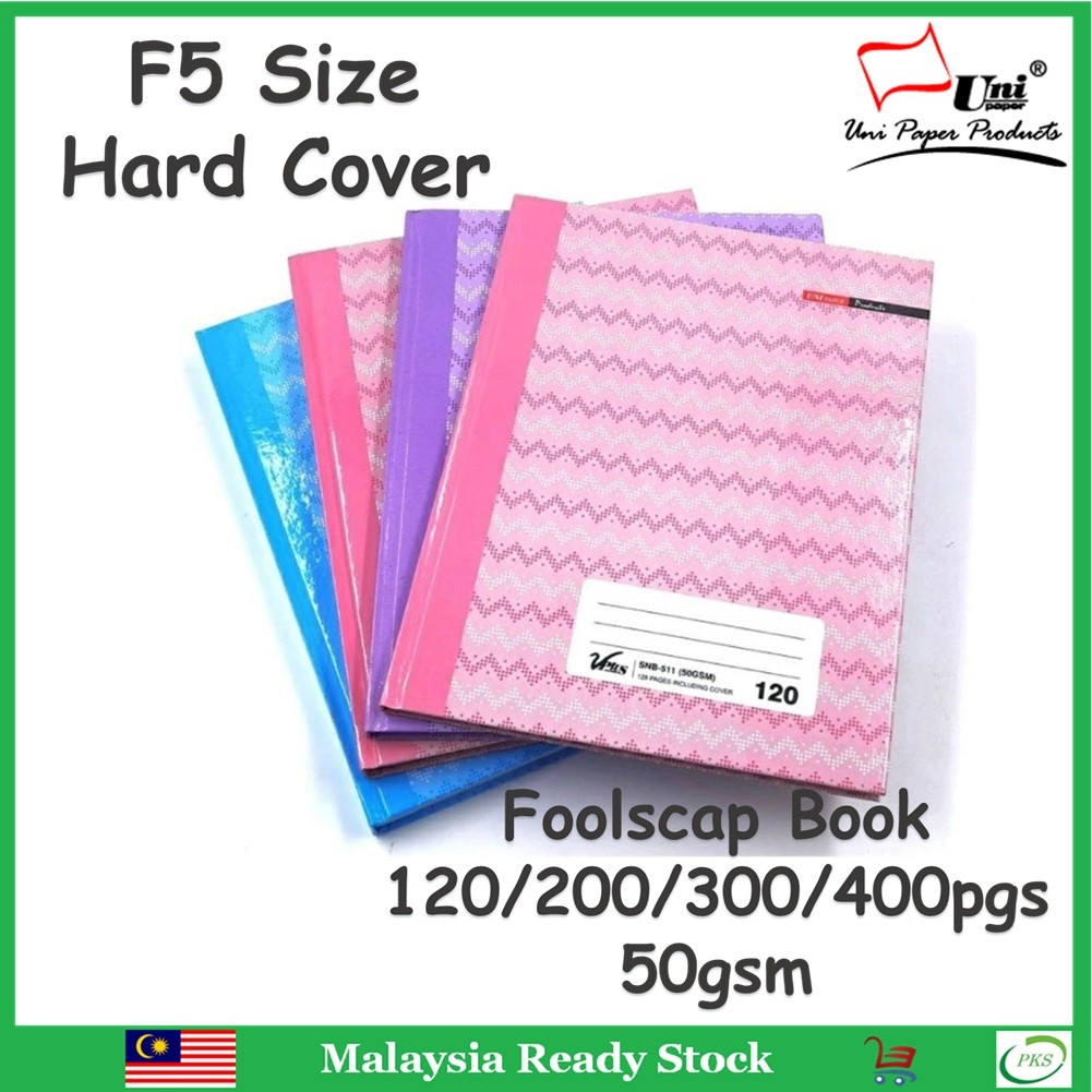 Uni Paper Vplus Hard Cover F5 Size 50gsm Foolscap Book Notebook 120 ...