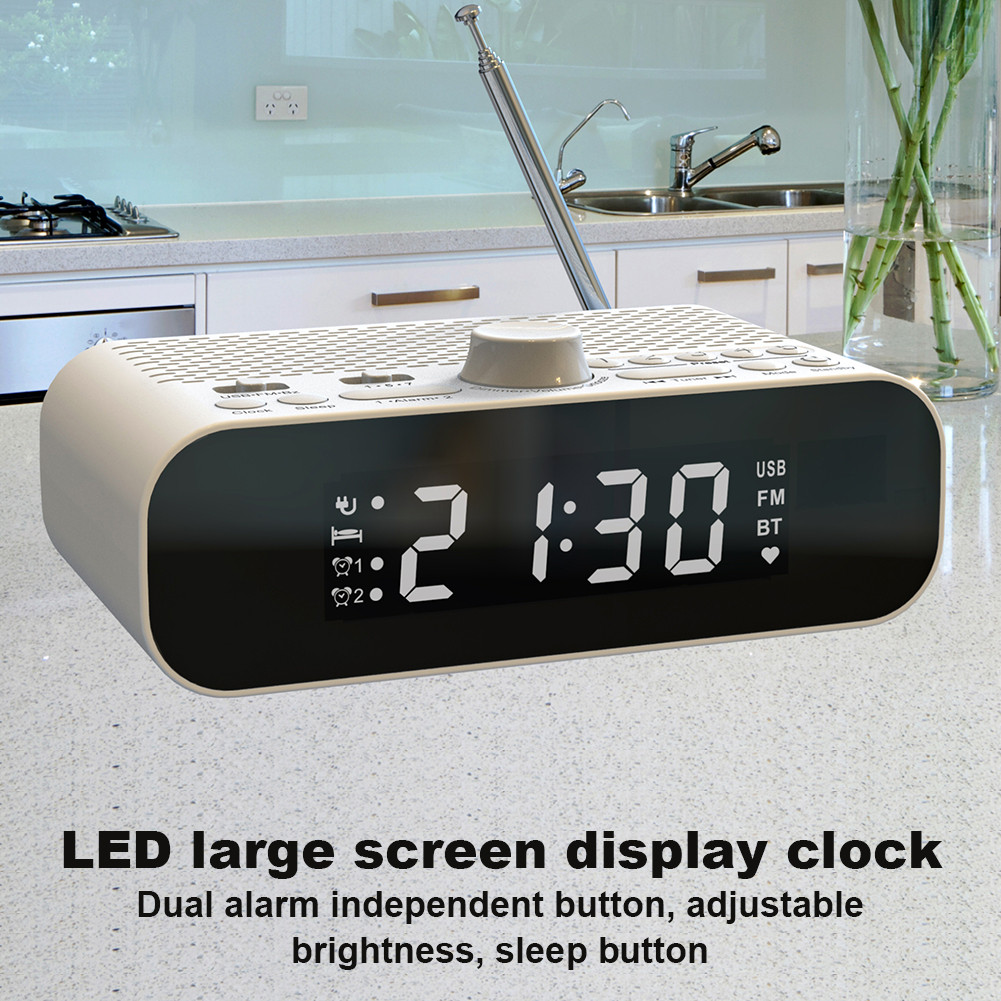 Digital Alarm Clock Radio LED Display FM Radio Rechargeable Clock Radio ...