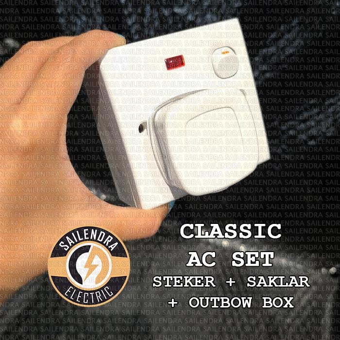 AC Set SCHNEIDER S-Classic Clipsal - Switch + Plug + Outbow Box ...