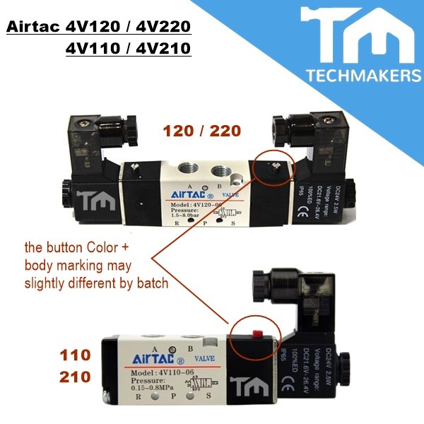 AirTAC 4V120-06 4V220-08 4V110-06 4V210-08 24V 24VDC Pneumatic 5/2 Way ...