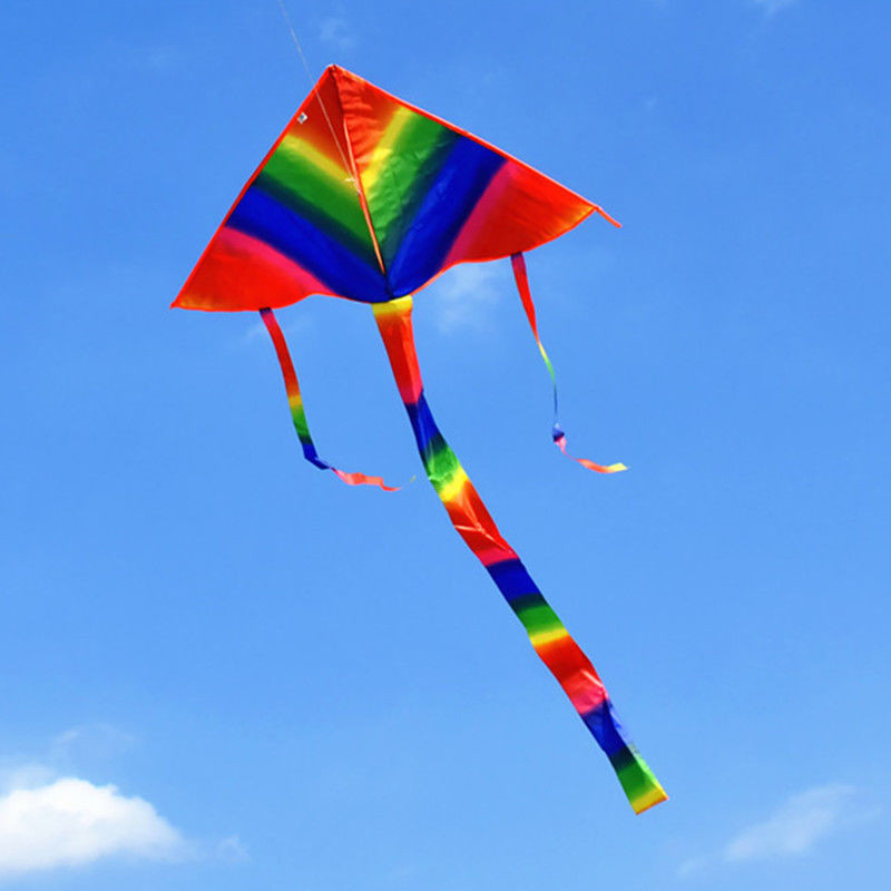 [Bright Colors] Kite Children Easy Fly Rainbow Kite Triangle Small ...