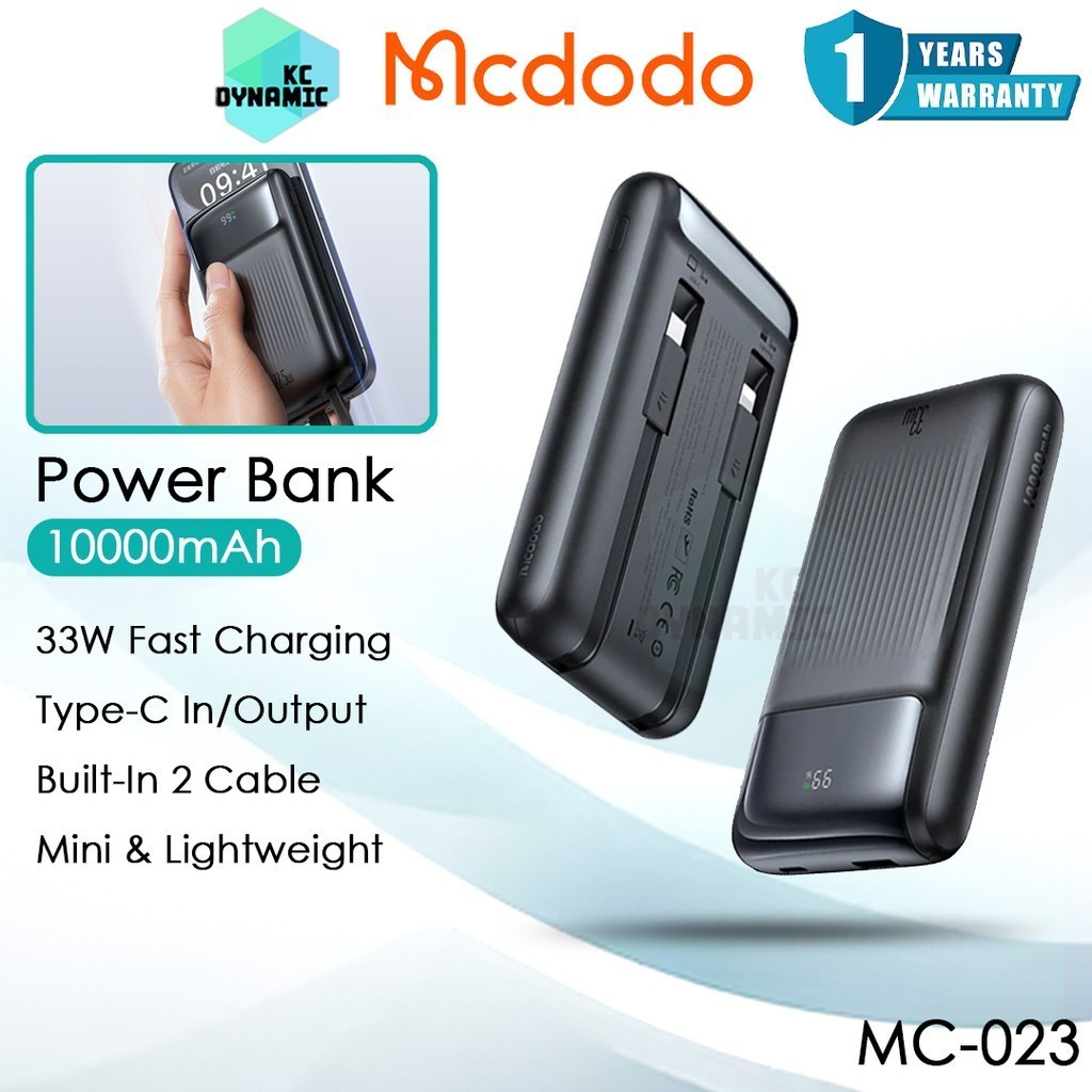 Mcdodo MC-023 10000mAh Powerbank 33W Fast Charging Power Bank Built In ...