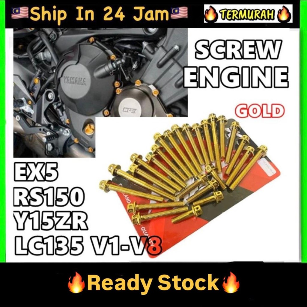 Enjin Skru Bolt Complete SET Engine Screw Gold TITANIUM Set LC135 4S 5S ...