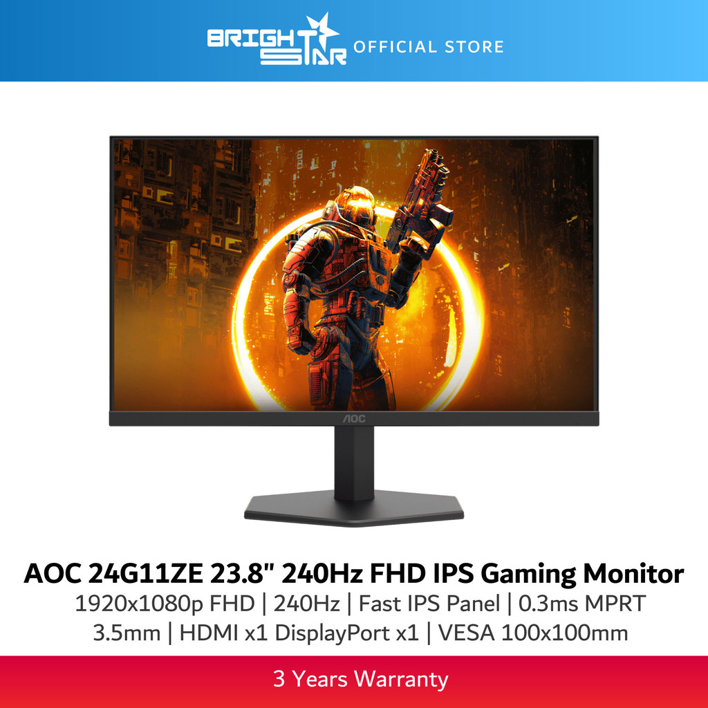 AOC 24G11ZE 23.8" 240Hz IPS FHD Gaming Monitor - 0.3ms MPRT/HDMI/DisplayPort | Shopee Malaysia