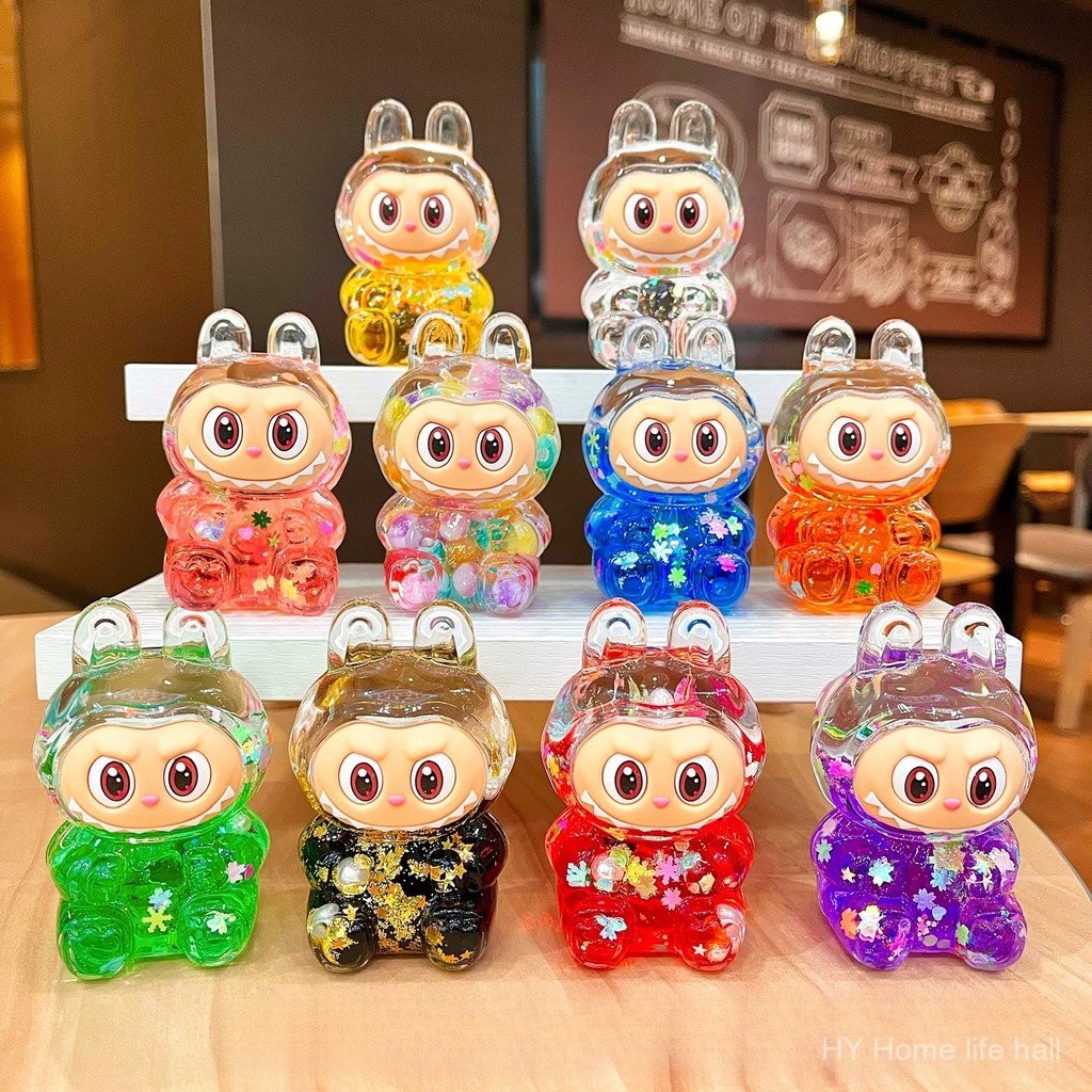 Labubu Quicksand Bottle Decoration, Colorful Creative Labubu Mini ...