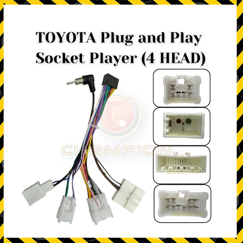 TOYOTA Plug and Play Socket Cable Player Socket (4 HEAD) Suitable for ...