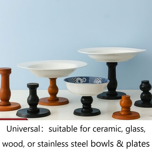 Nordic Style Universal Wooden Pedestal Serving Tray Fruit Dessert Cake ...