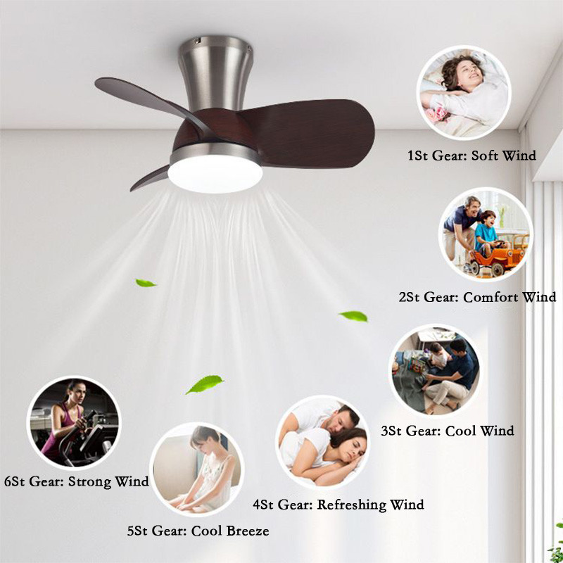 Silent Ceiling Fan Lamp, Iron Led Ceiling Light With Fan And Remote ...