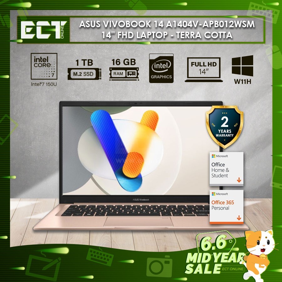 Asus VivoBook 14 A1404V-APB012WSM 14'' FHD Laptop Terra Cotta ( Core 7 ...