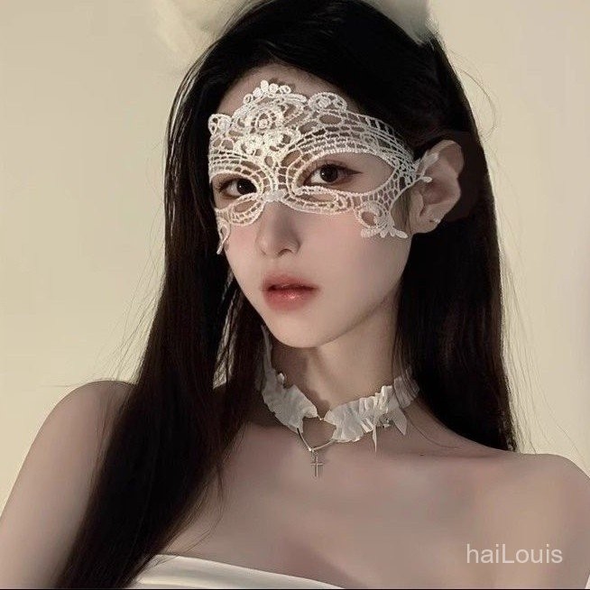 Patch Masked Masquerade Half-Face Mask Female Sexy Lace Hollow Crochet ...