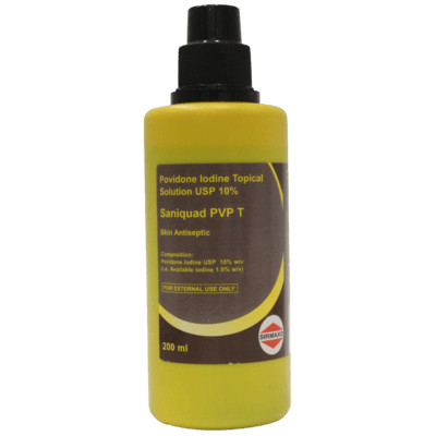 Saniquad PVP T [Povidone Iodine Topical Solution USP 10 %] exp:05/2026 ...