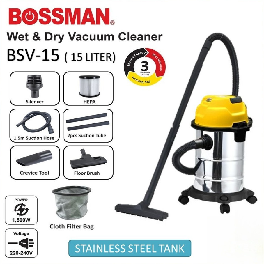 BOSSMAN 3 in 1 Vacuum Cleaner [15L BSV15 1500W WET DRY BLOW][20L BSV20 ...