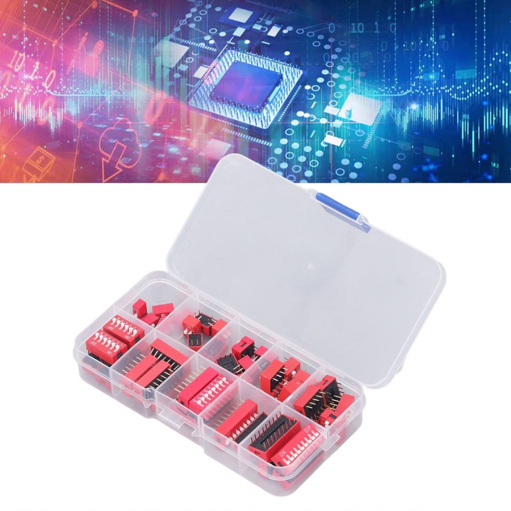 45Pcs Dip Switch Assorted Kit On Off Toggle 2.54mm Range 1 2 3 4 5 6 7 ...