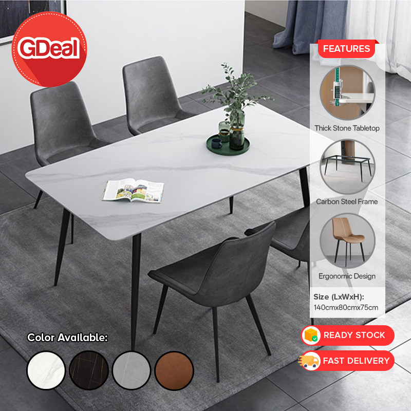 GDeal Dining Table Furniture Set Meja Makan Rectangular Table Chair Household Slate Table ...