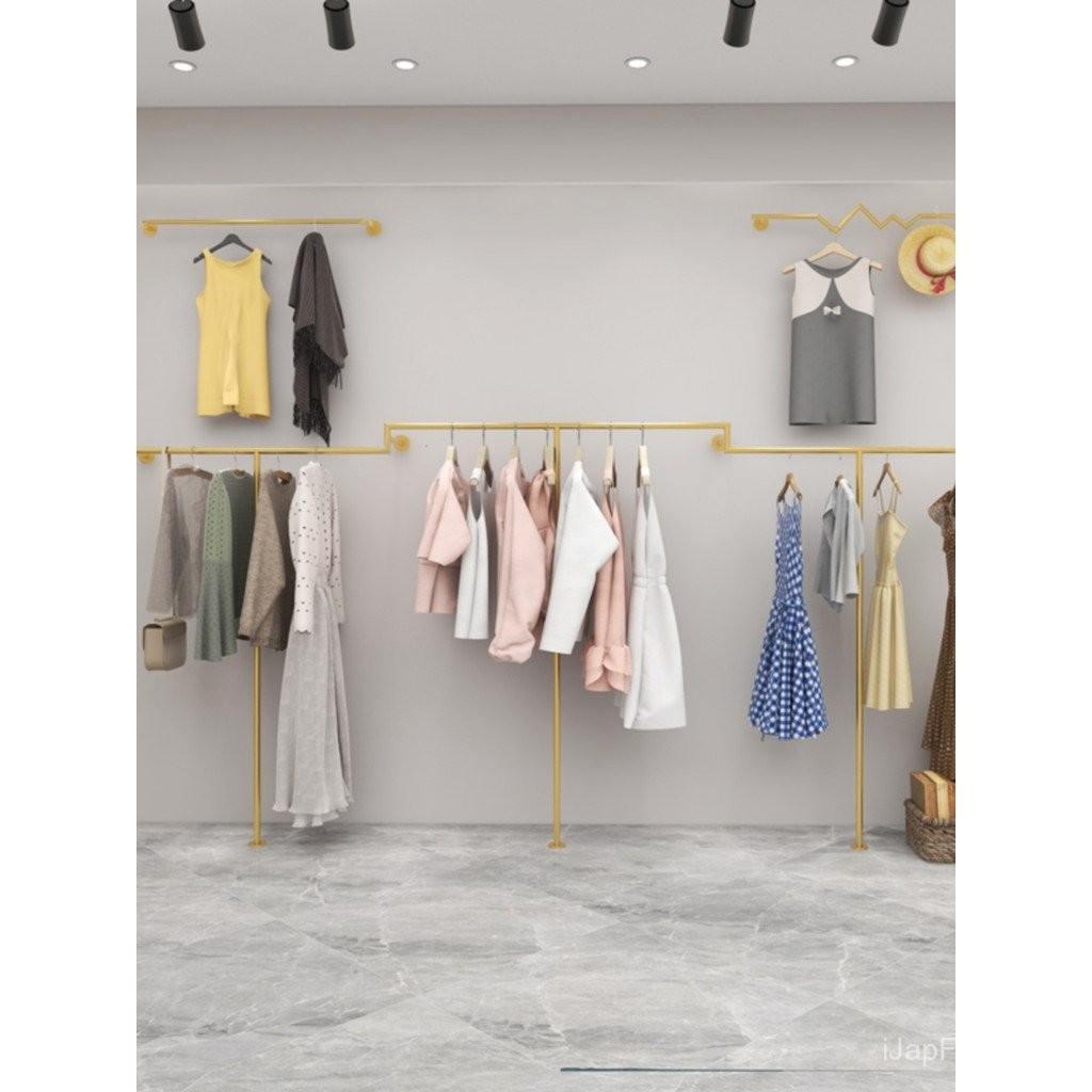 Light Luxury Clothing Store Display Rack Wall-Mounted Hanger Gold Men's ...