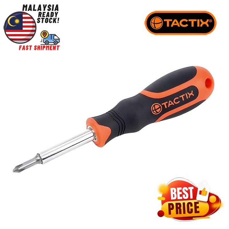 TACTIX 205211 6-In-1 Screwdriver With Bits | Shopee Malaysia