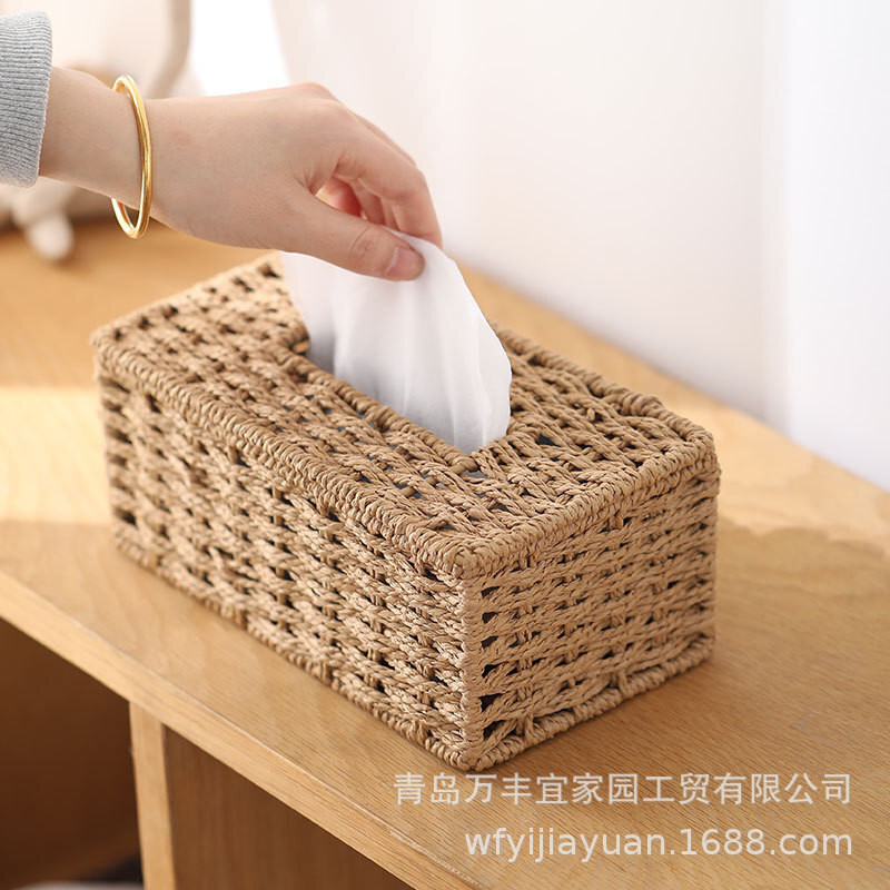 Handmade Rattan Grass Woven Tissue Box Household Living Room Car Tissue ...