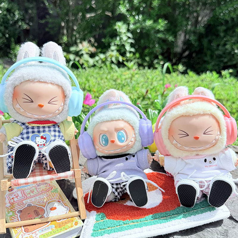 CF (No dolls)Miniature Headset for 17cm Labubu Dolls Cute DIY Doll ...