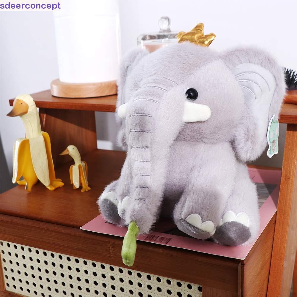 SDEERCONCEPT Cartoon Elephant Plushie, Cute Cartoon Crown Elephant ...