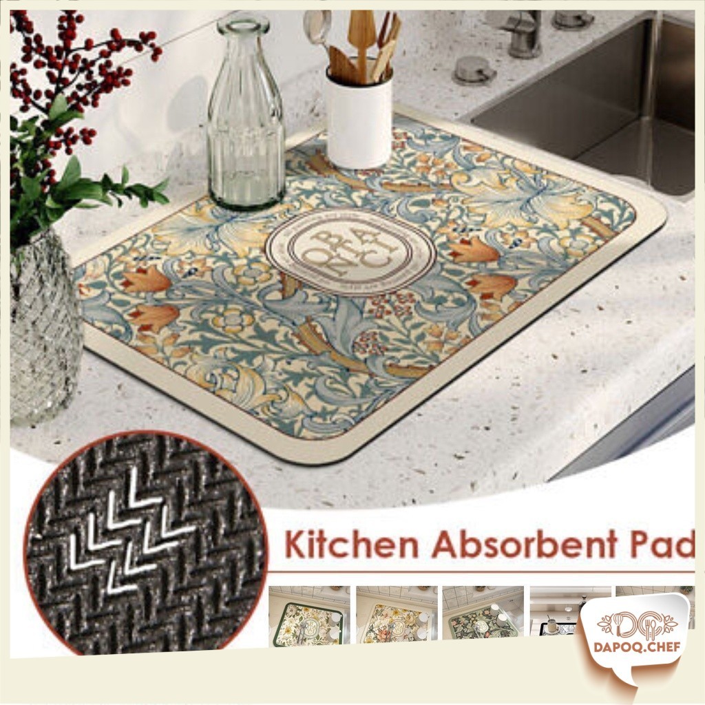 DC Modern Kitchen Mat Drain Pad Anti-Slip Desktop Drying Dish Mat Water ...