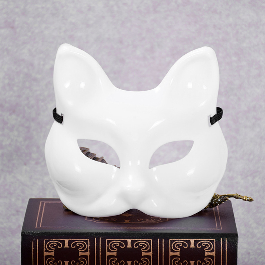 DIY White Unpainted Craft Mask Plastic Japanese Kabuki Kitsune Masks ...