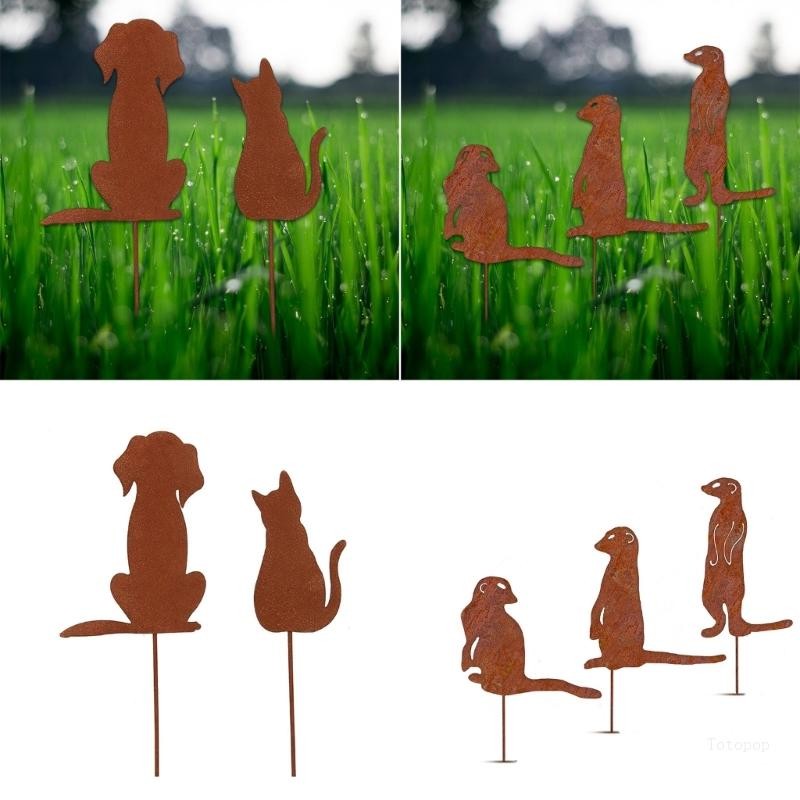 Top Metal Rusted Animals Garden Stake Artificial Metal Garden Art for ...