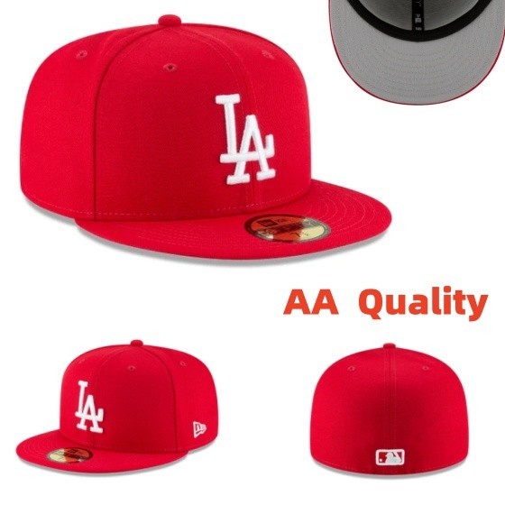 MLB Los Angeles Dodgers All Red With White Logo 59FIFTY Fitted Hat Wide ...
