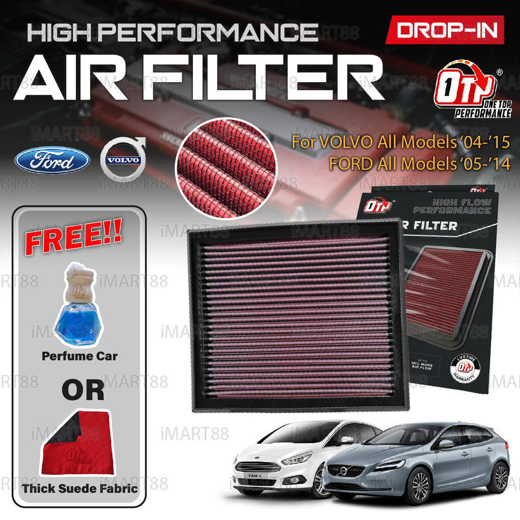 OTP WASHABLE DROP IN ENGINE AIR FILTER VOLVO V40 S60 S40 FORD KUGA ...