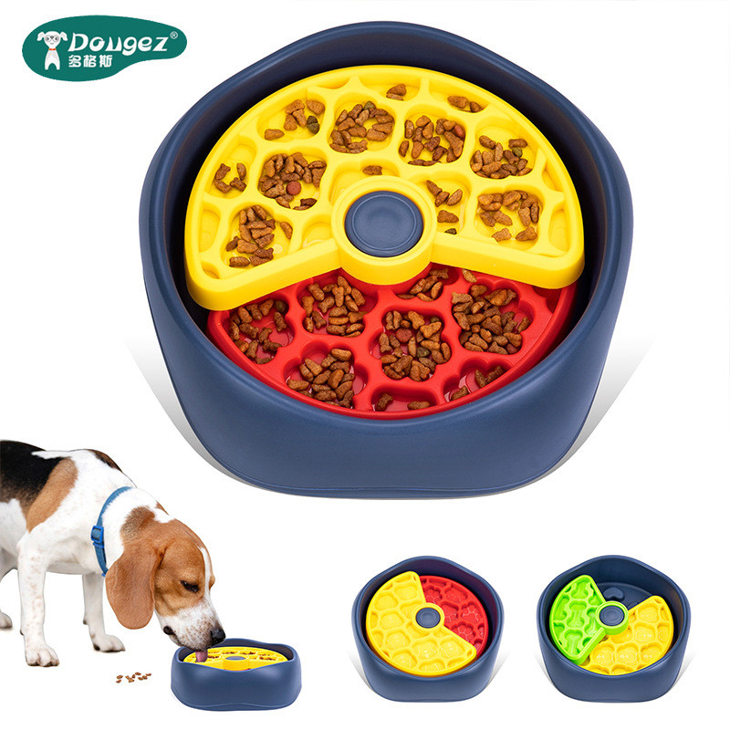 Pet slow food plate Dog feeding plate Three-layer rotating anti-choking ...