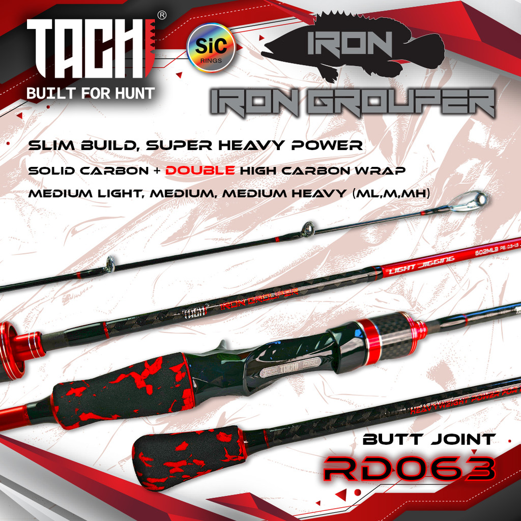 Joran Jigging Laut TACHI Iron Grouper Butt Joint Rod Double High Carbon ...