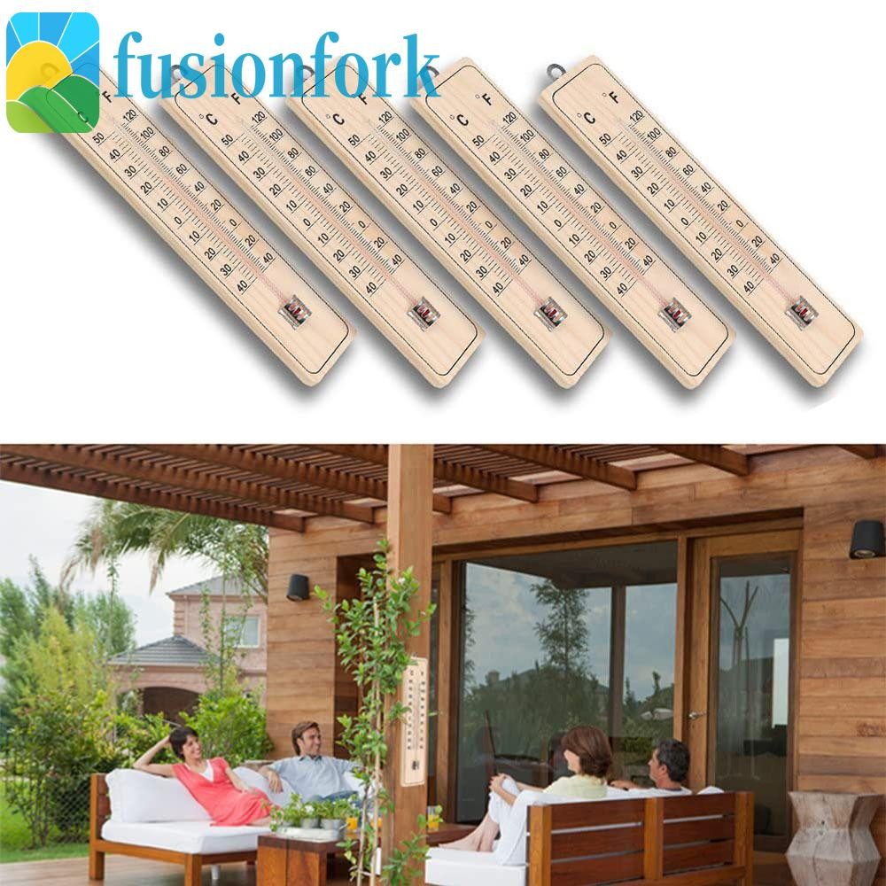 FUSIONFORK Wooden Thermometer, Clear Wooden Temperature Gauge ...