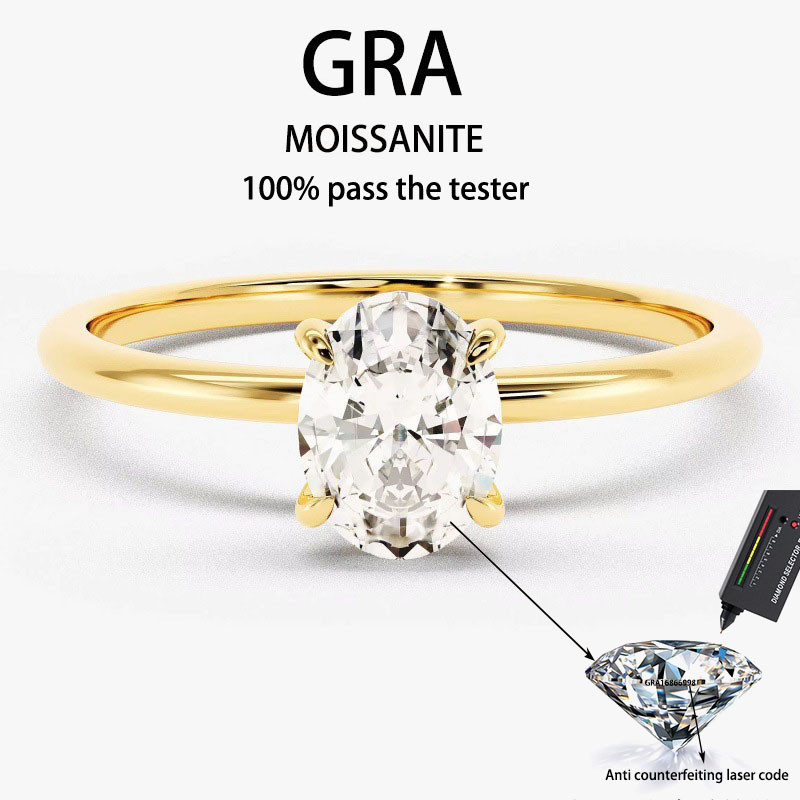 GRA Certificate Attached 】 0.5ct-5ct oval moissanite ring, fashionable ...