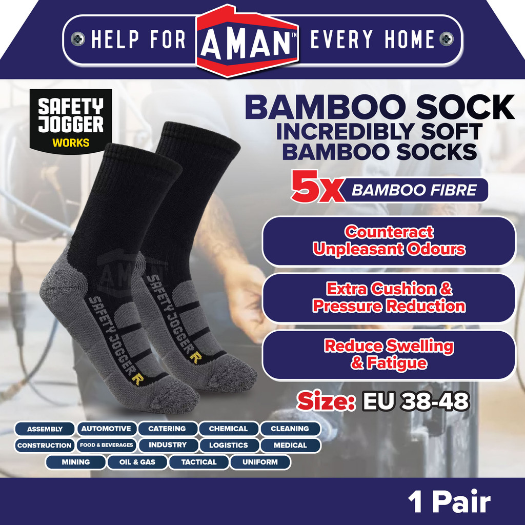 SAFETY JOGGER Heavy Duty Extra Shock Absorption Bamboo Sock Bambosok ...