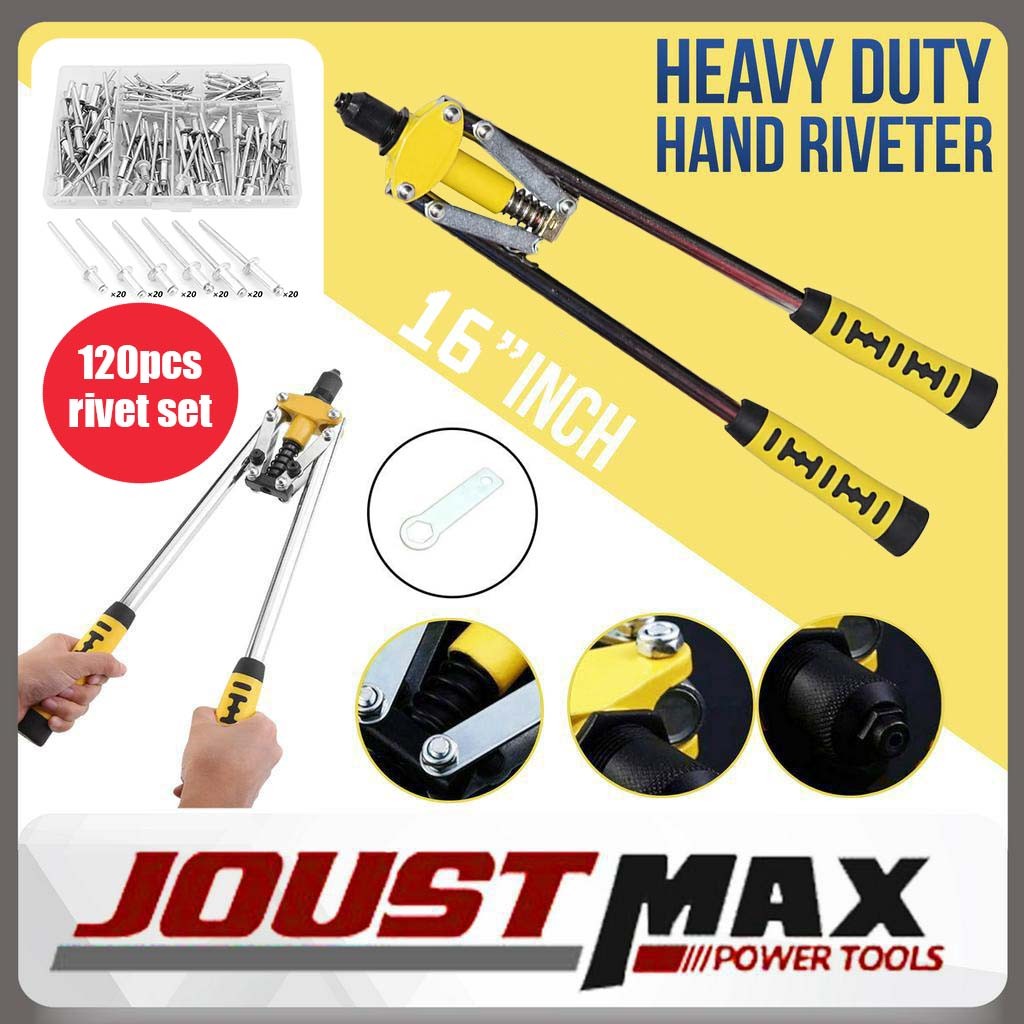 16” Heavy Duty Long Arm Hand Riveter Pop Rivet Manual Two Handed Tools ...