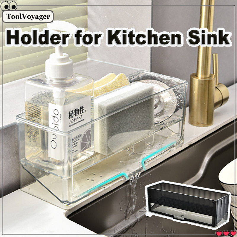 Sponge Holder for Kitchen Sink Organizer Plastic Sink Caddy with ...