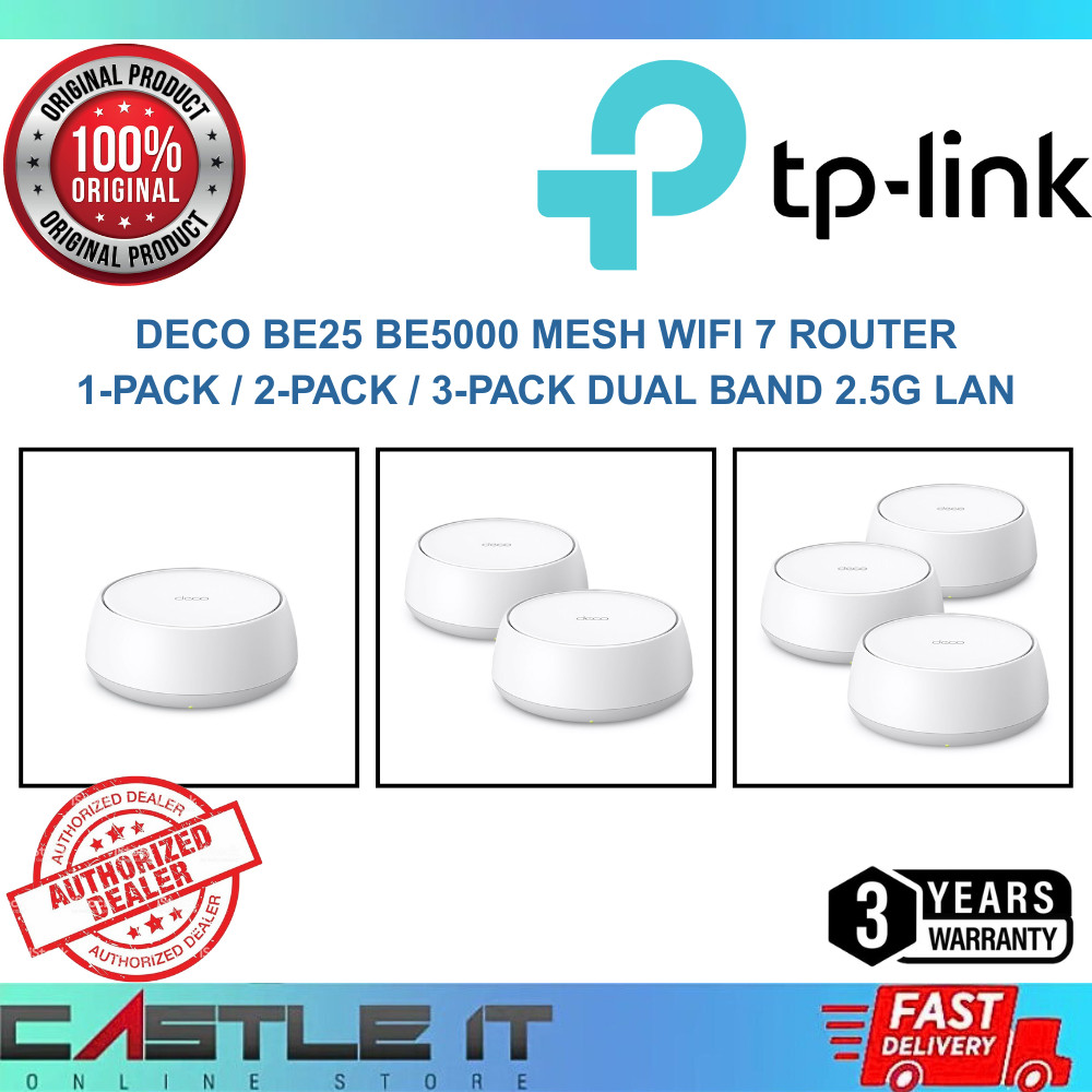 TP-Link Deco BE25 BE5000 Mesh WiFi 7 Router 1-Pack / 2-Pack / 3-Pack ...