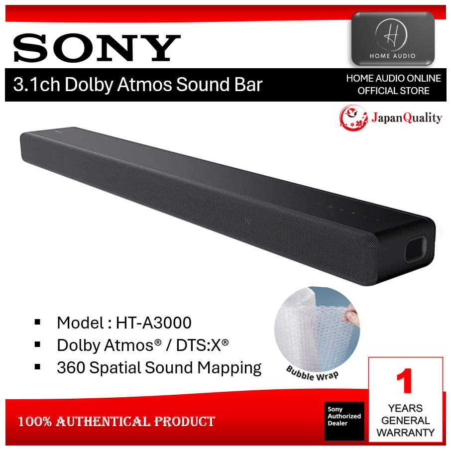 SONY A3000 3.1ch Dolby Atmos Soundbar with 360 Spatial Sound Mapping HT-A3000 HTA3000 | Shopee ...