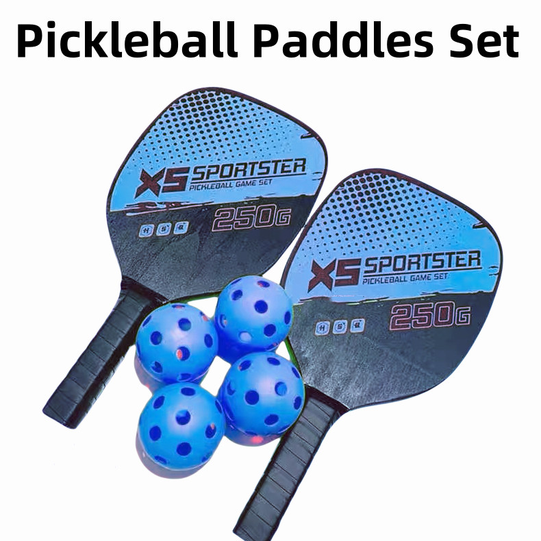 Pickleball Paddles Set Pickle Ball Wood Bat Beginner Rackets Cushion ...