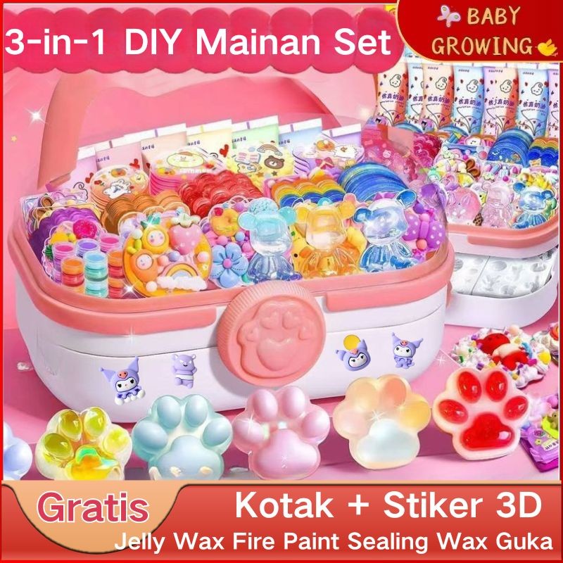 [Free Box + 3D Stickers] DIY Decompression Toy 3-in-1 Jelly Wax Fire ...