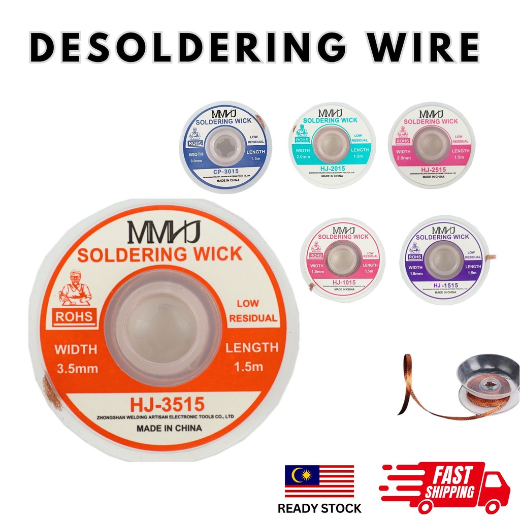 Lead Remover 1.5M x 2.0MM BGA Desoldering Desolder Solder Wick Wire ...