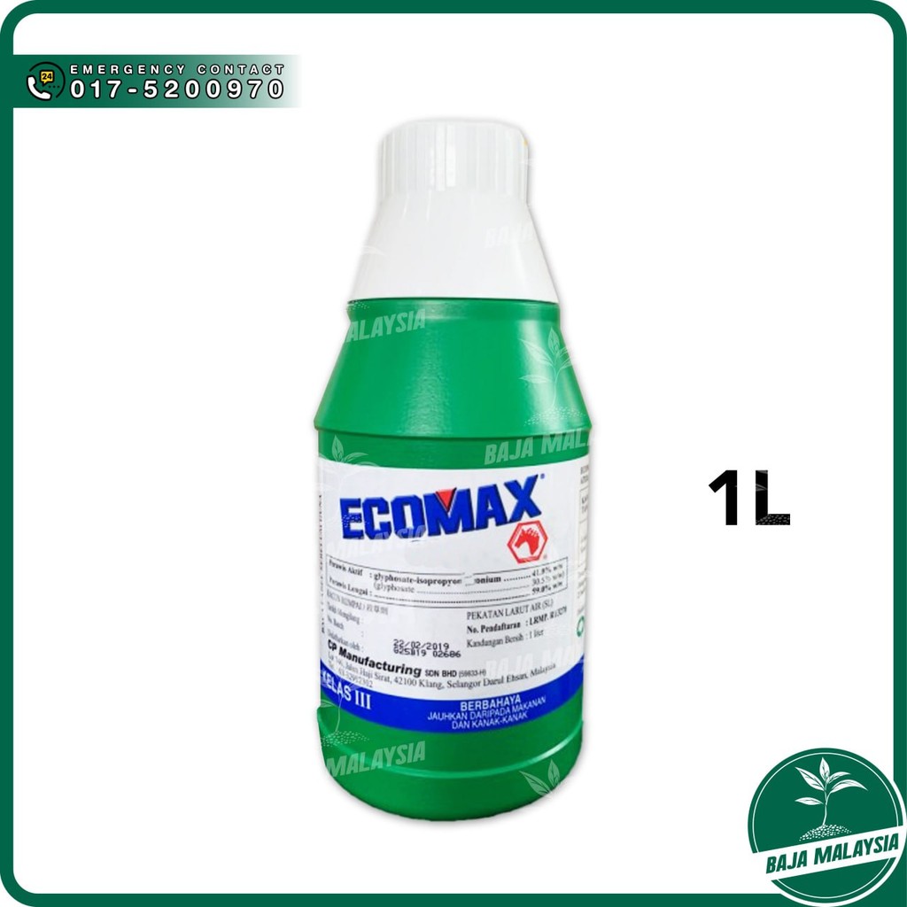 ECOMAX 1 Liter Herbicide Glyphosate 41% Weed Grass Killer Grasskiller ...