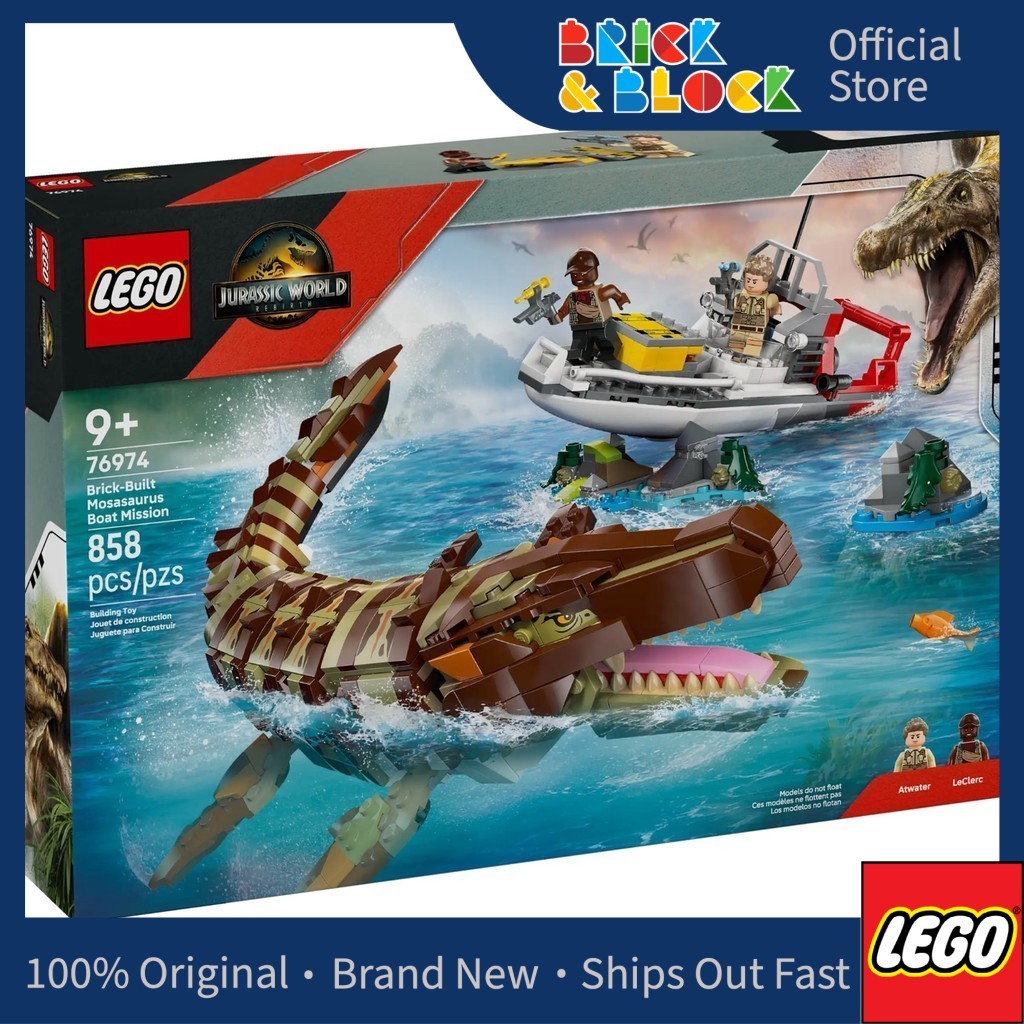 LEGO 76974 Brick-Built Mosasaurus Boat Mission | LEGO Jurassic World ...