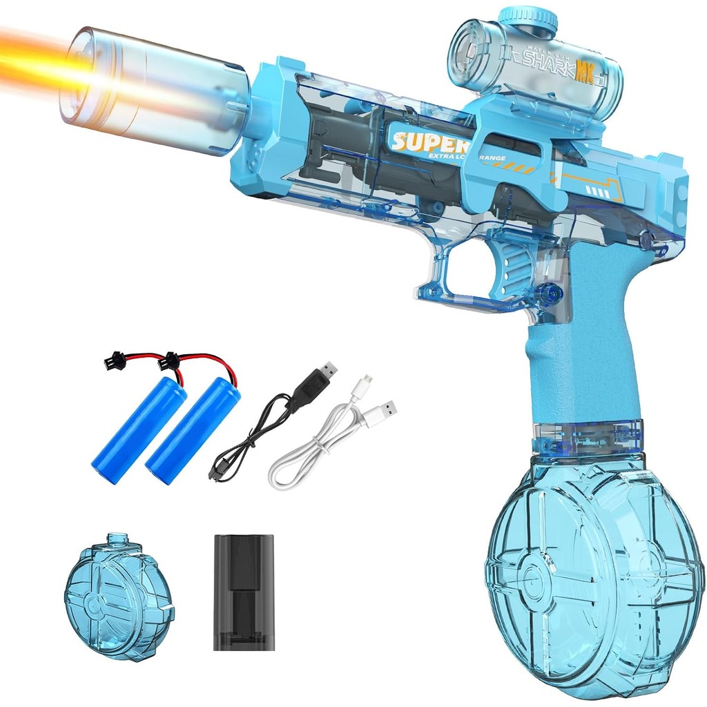 Electric Water Gun,Auto Water Gun with Muzzle Lights,Squirt Gun Blaster ...