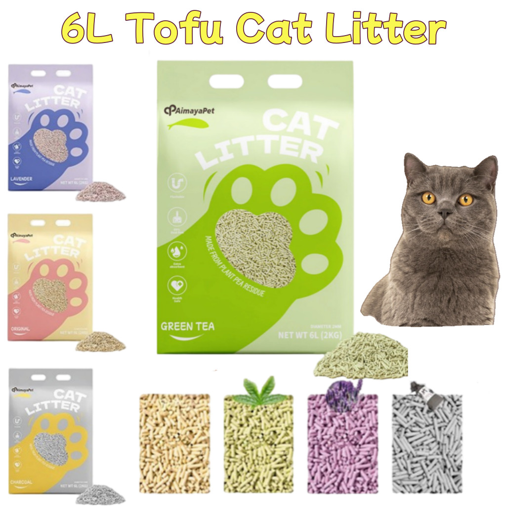 6L/2KG Premium Tofu Natural Cat Litter Ultra Clean Odor Control High Absorption Fast Clumping 猫砂 ...