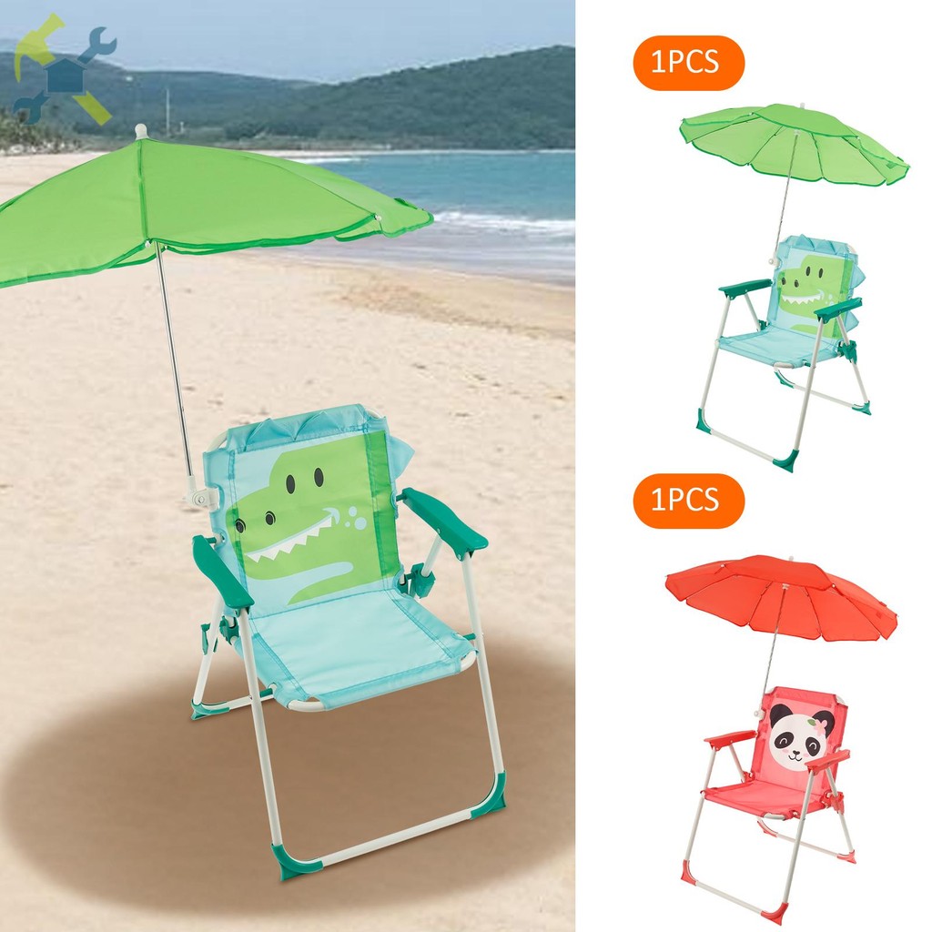 Folding Kids Beach Chair with Sun Umbrella Lightweight Kids Camping ...