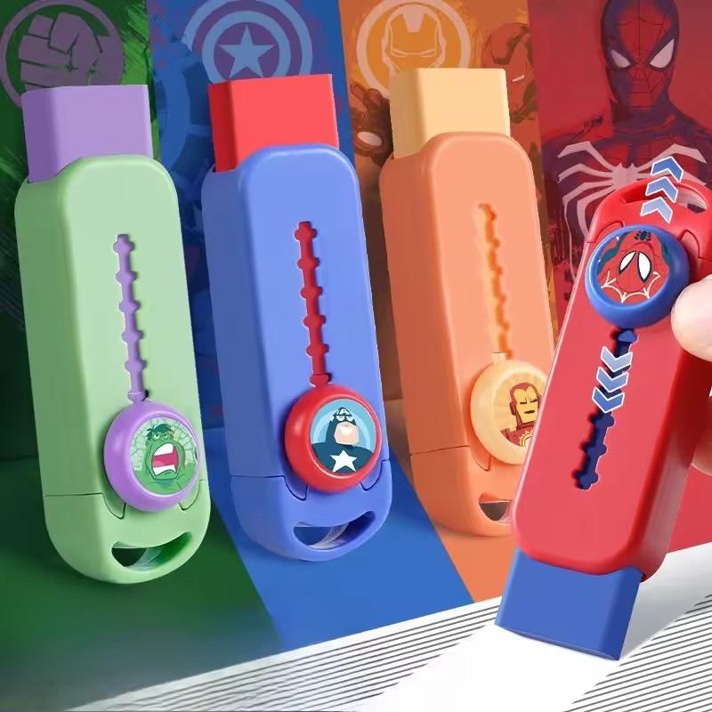Kawaii Push Pull Spider-Man Iron Man Eraser School Supplies Cute Clean ...