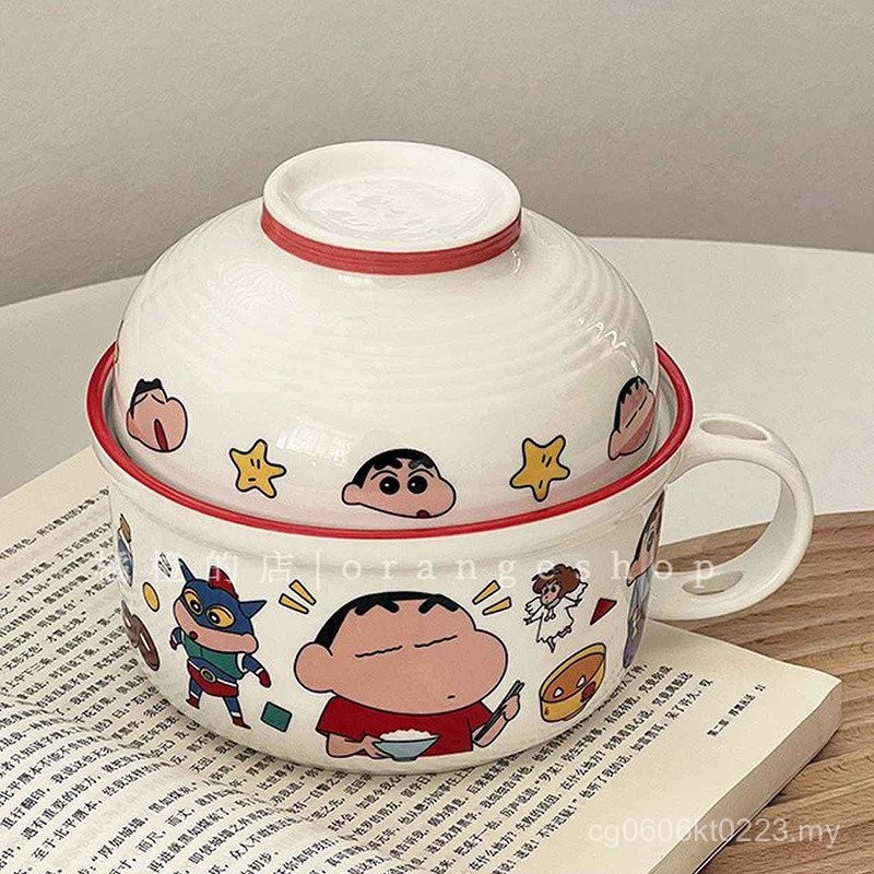 Instant Noodle Bowl with Lid Good-looking Office Worker Shin-Chan Big ...